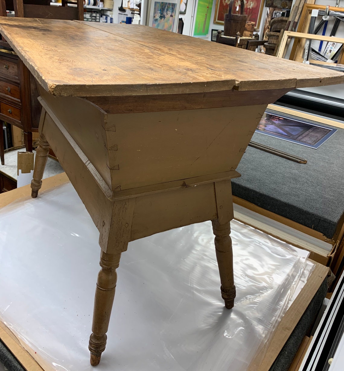 Beautiful Primitive 19th Century Dough Box in Mustard Paint | Etsy