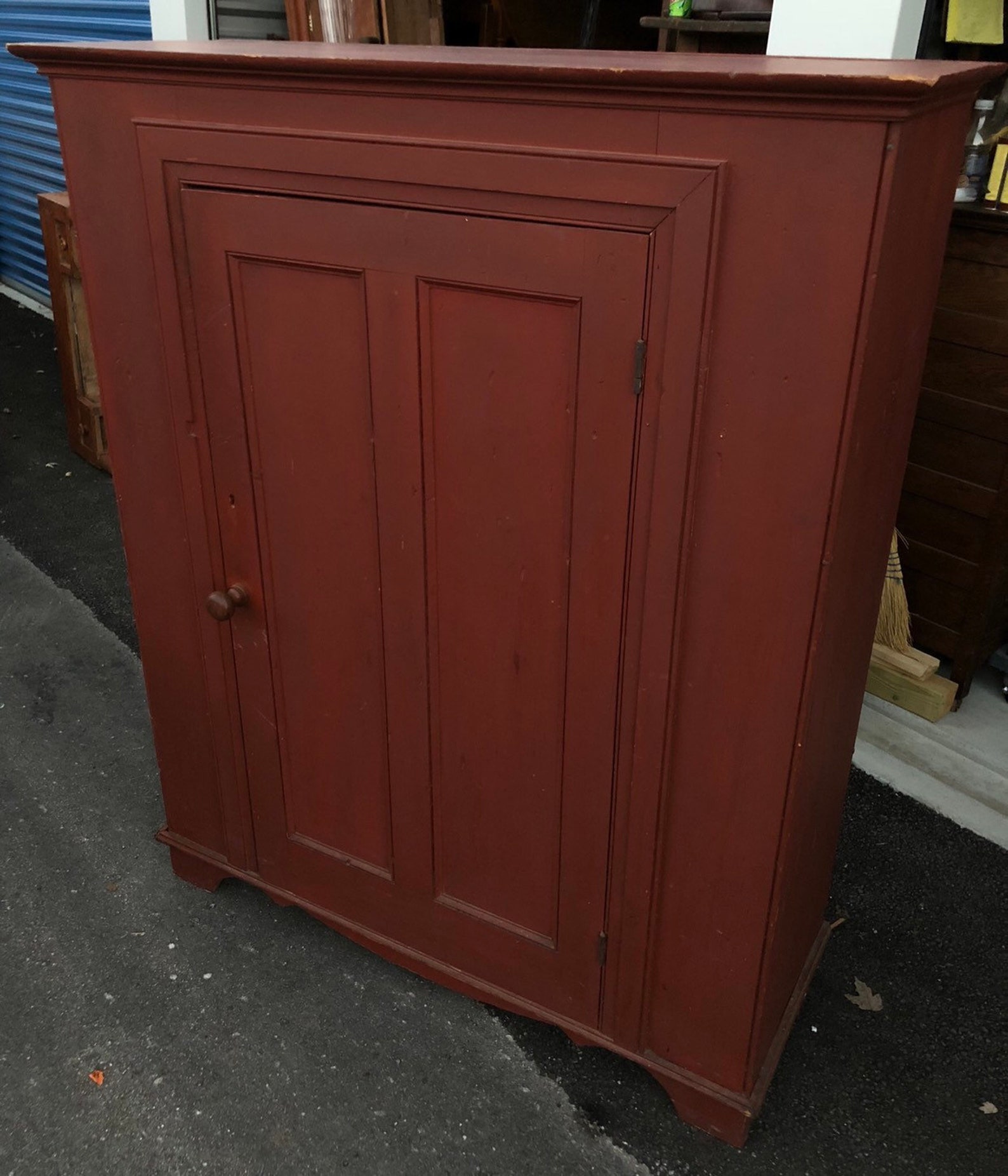 Antique American New York Cupboard in Red Paint | Etsy