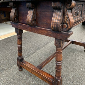 Antique Spanish 19th C Highly Carved Library Table Tressle Base 3 ...