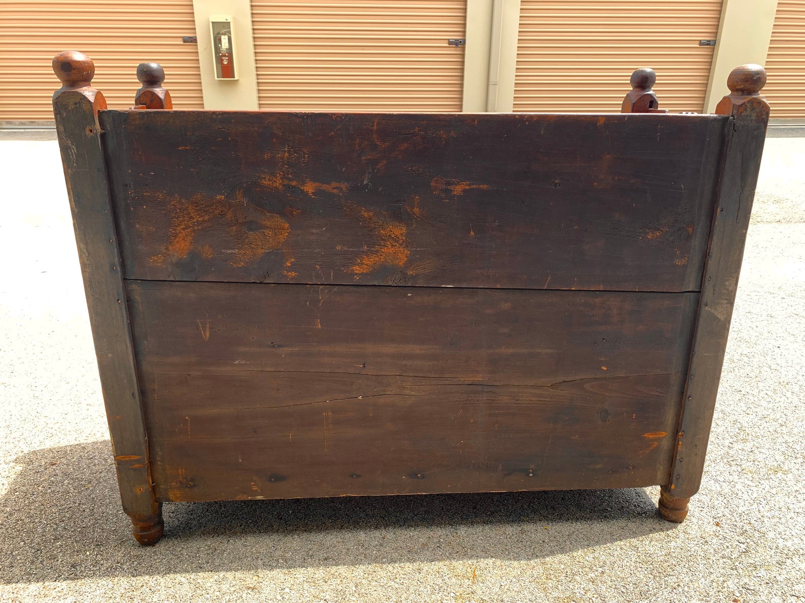 Antique 1840 Pennsylvania Primitive Pine Unique Post Top Dry Sink 30 ...
