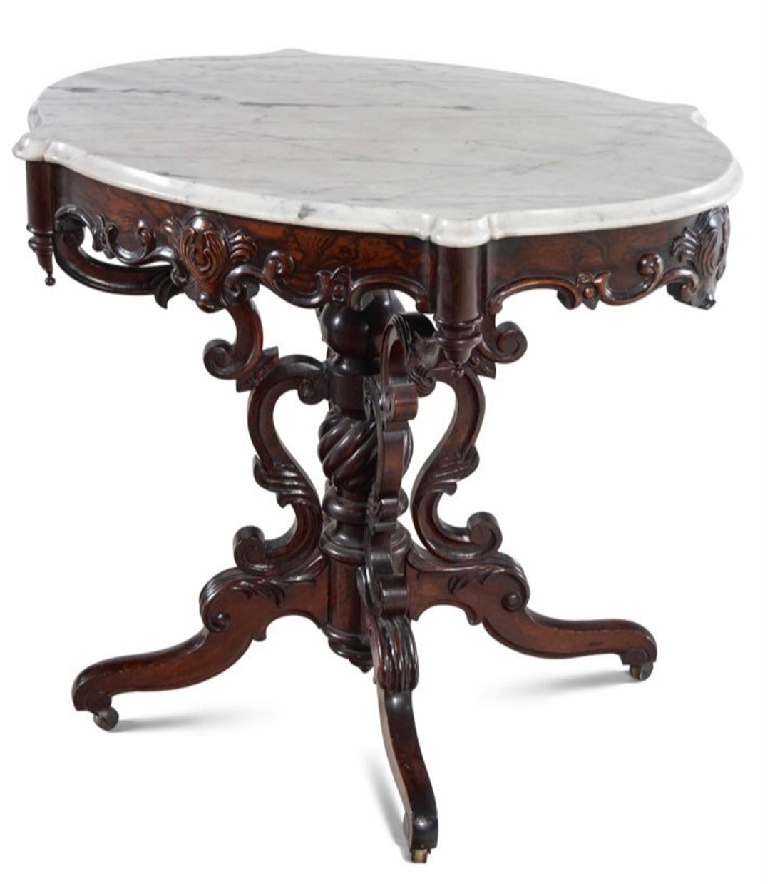 Antique Victorian Rococo Revival Rosewood Marble-top Table 19thc 30h35 ...