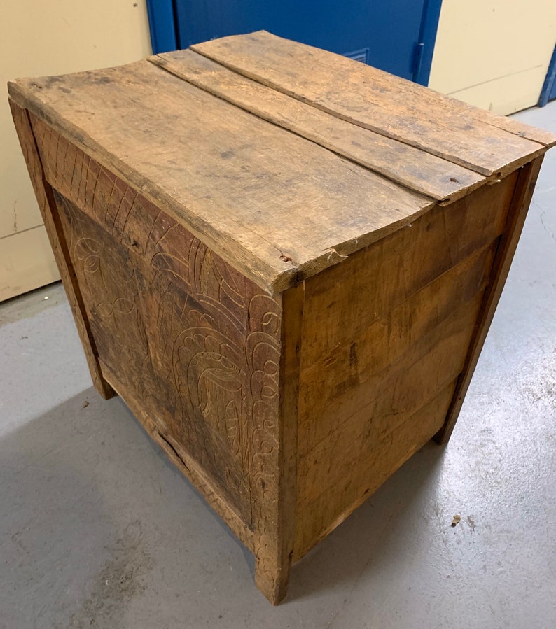 Primitive Hand Carved Chest Storage Cabinet 19d24h23 Shipping - Etsy