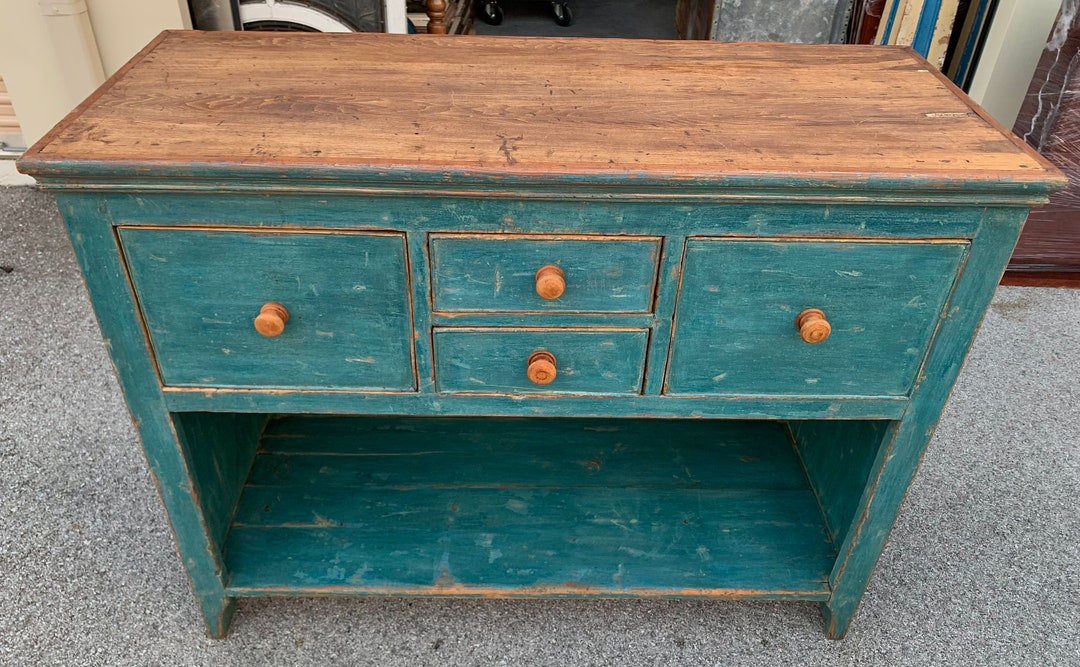 1800's Beautiful Primitive Kentucky Painted Sideboard Console Table ...