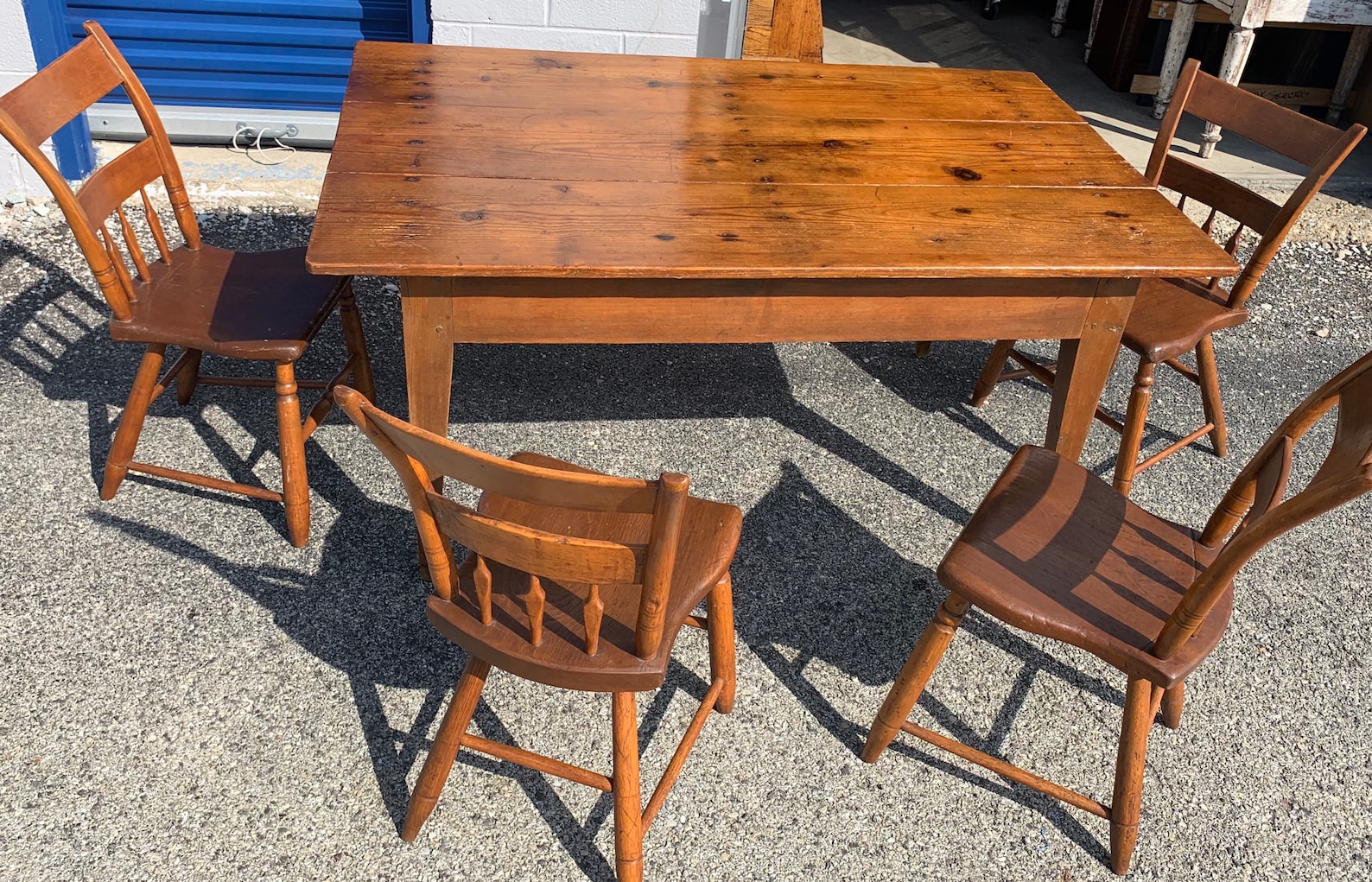 Primitive Pine and Walnuttapered Leg Harvest Farm Table and 4 | Etsy