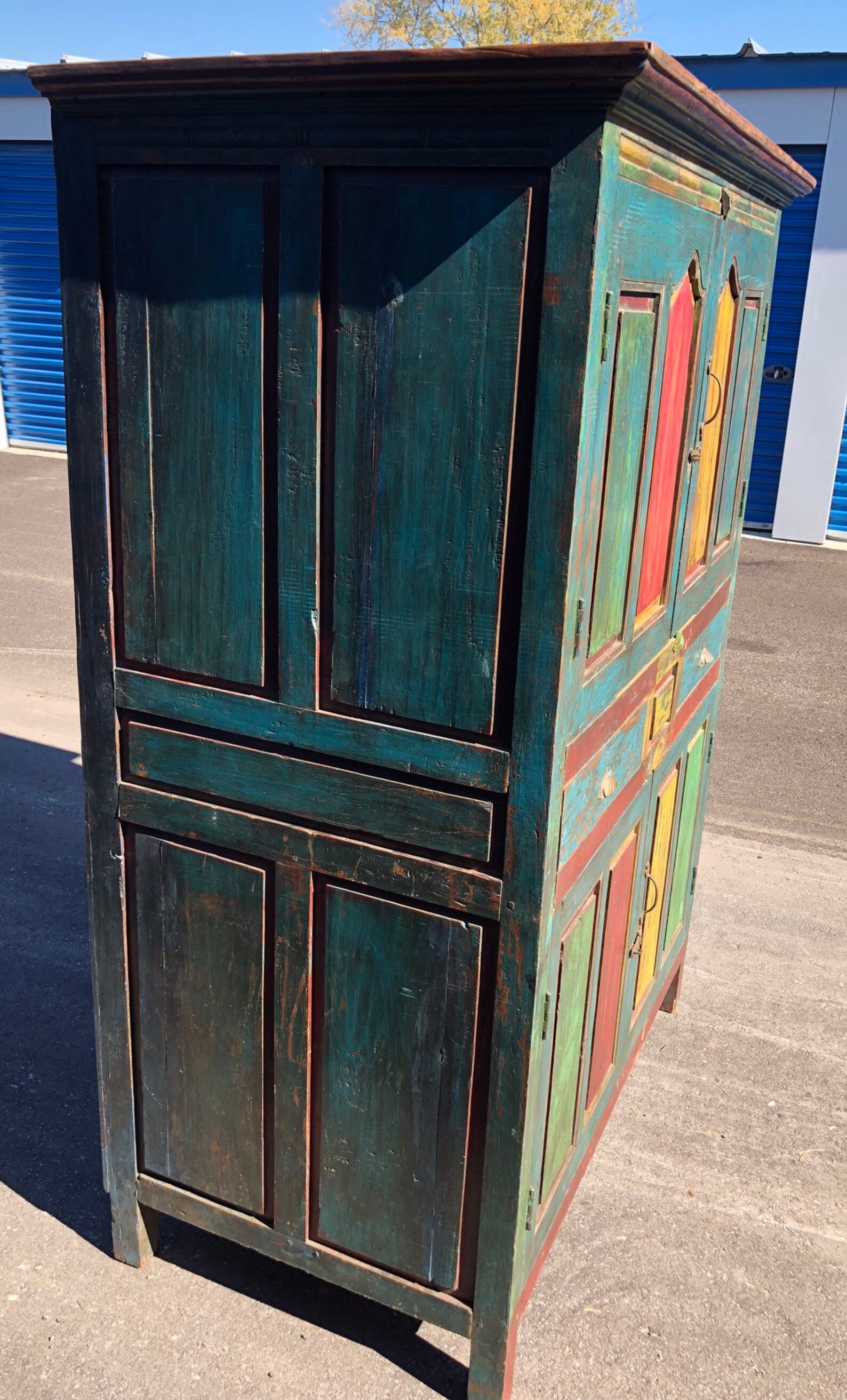 Antique Painted Primitive Cupboard 2 Drawers 4 Doors - Etsy