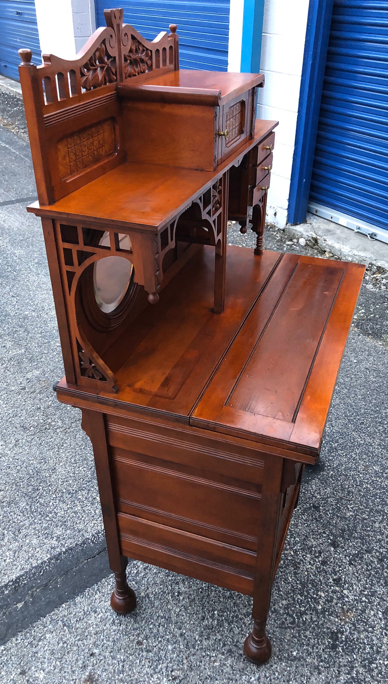 Beautiful Antique Victorian Ornate Desk Secretary 31w20d9d30h54h ...