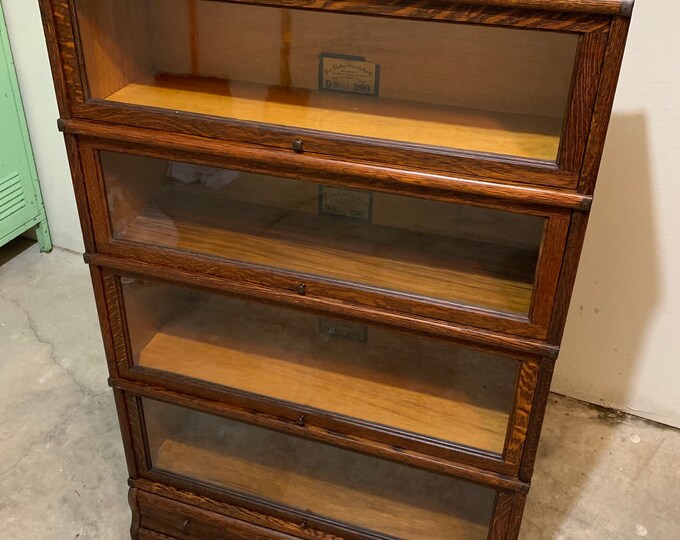 Antique Solid Tiger Oak Globe Warnicke 4 Section Barrister Bookcase ...