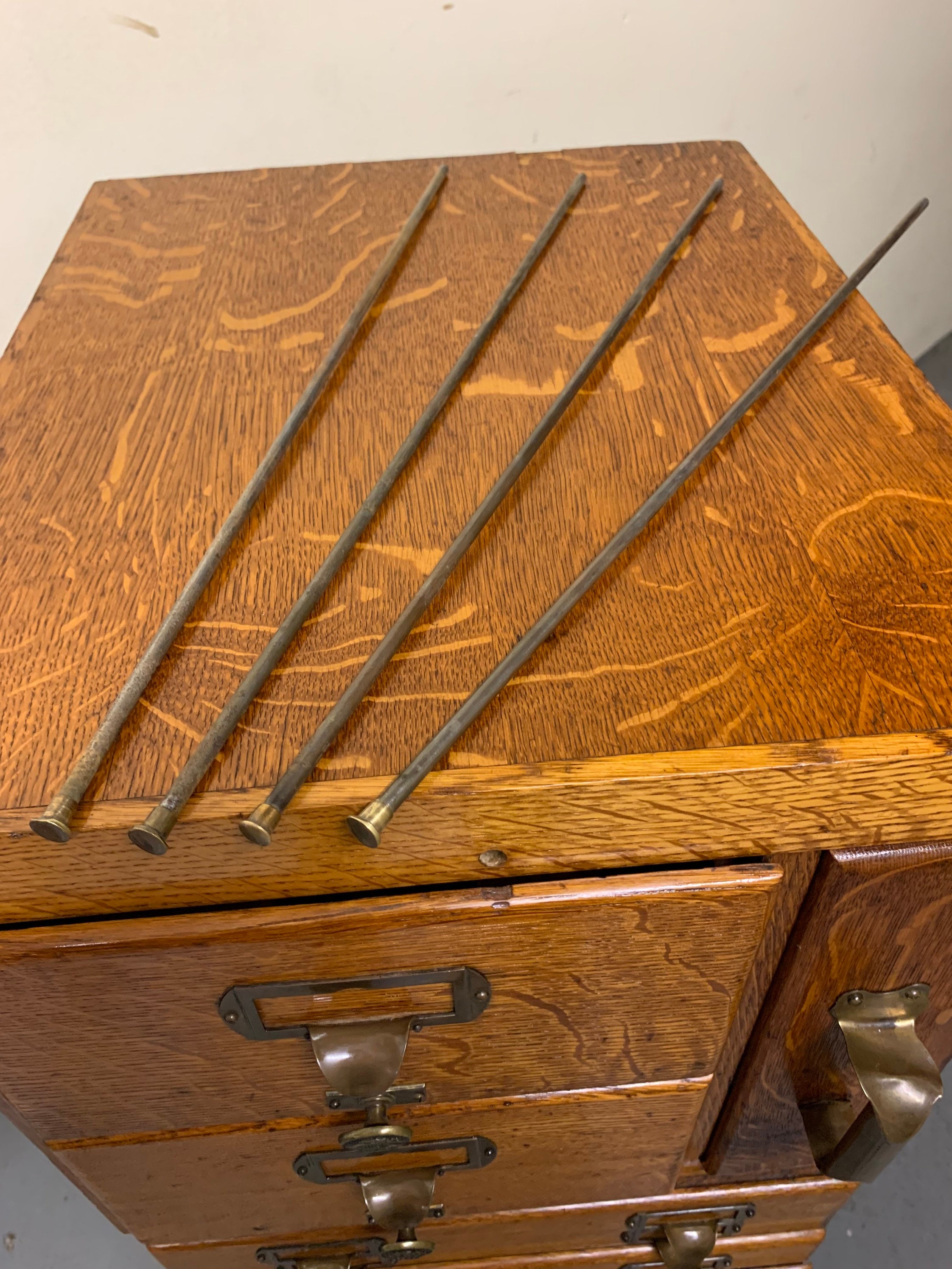 Unique Antique 1907 Shaw Walker Oak Sectional File Cabinet With Pull ...