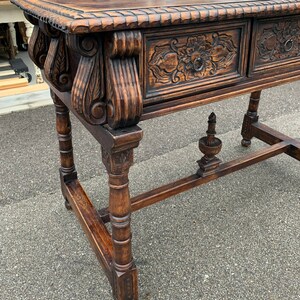 Antique Spanish 19th C Highly Carved Library Table Tressle Base 3 ...