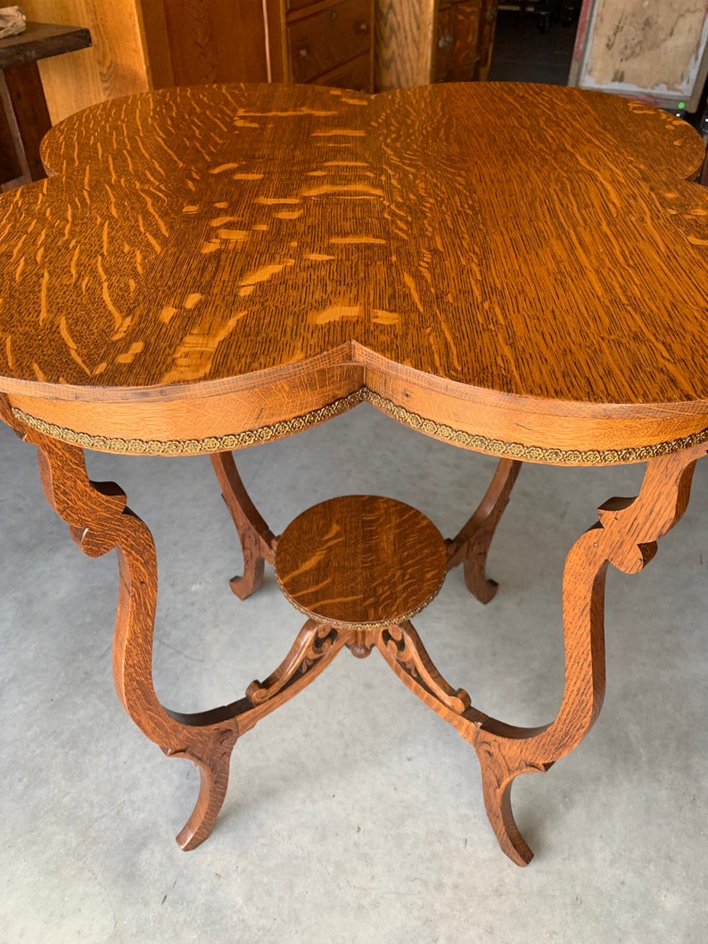 Antique Quartersawn Oak Cloverleaf Parlor Table 23x23x39h - Etsy
