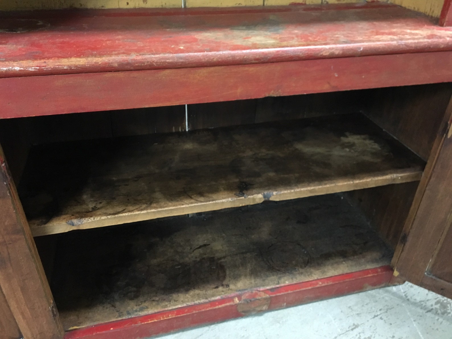 Primitive Red Stepback Kitchen Cupboard One Piece 42w16d12d29.5h77h ...