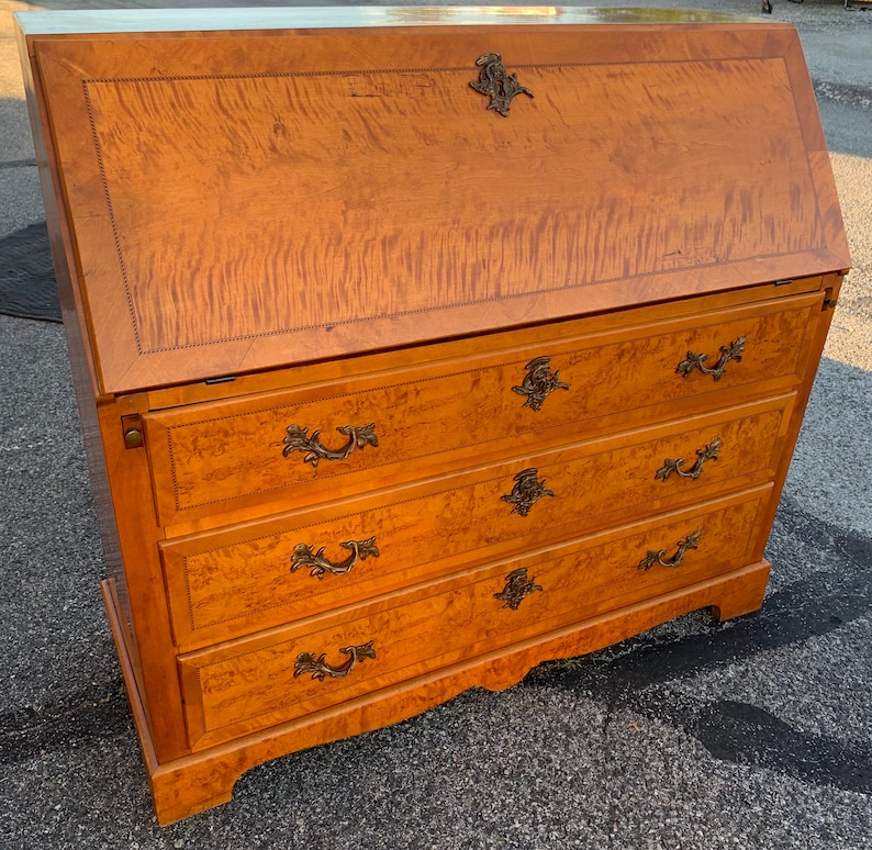 Exqusite Biedermeier Birdseye Maple Desk Secretary Chest - Etsy