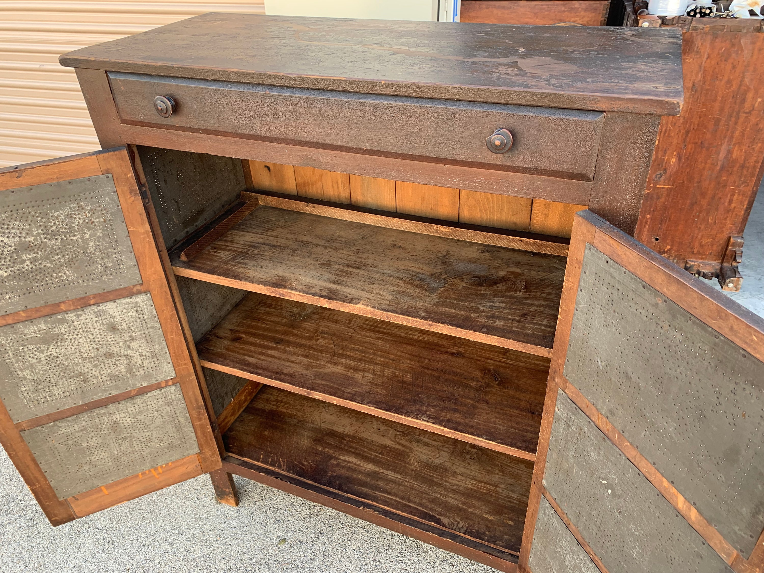 Primitive Original North Carolina Piesafe C1870 Dark Stain 12 Punched ...