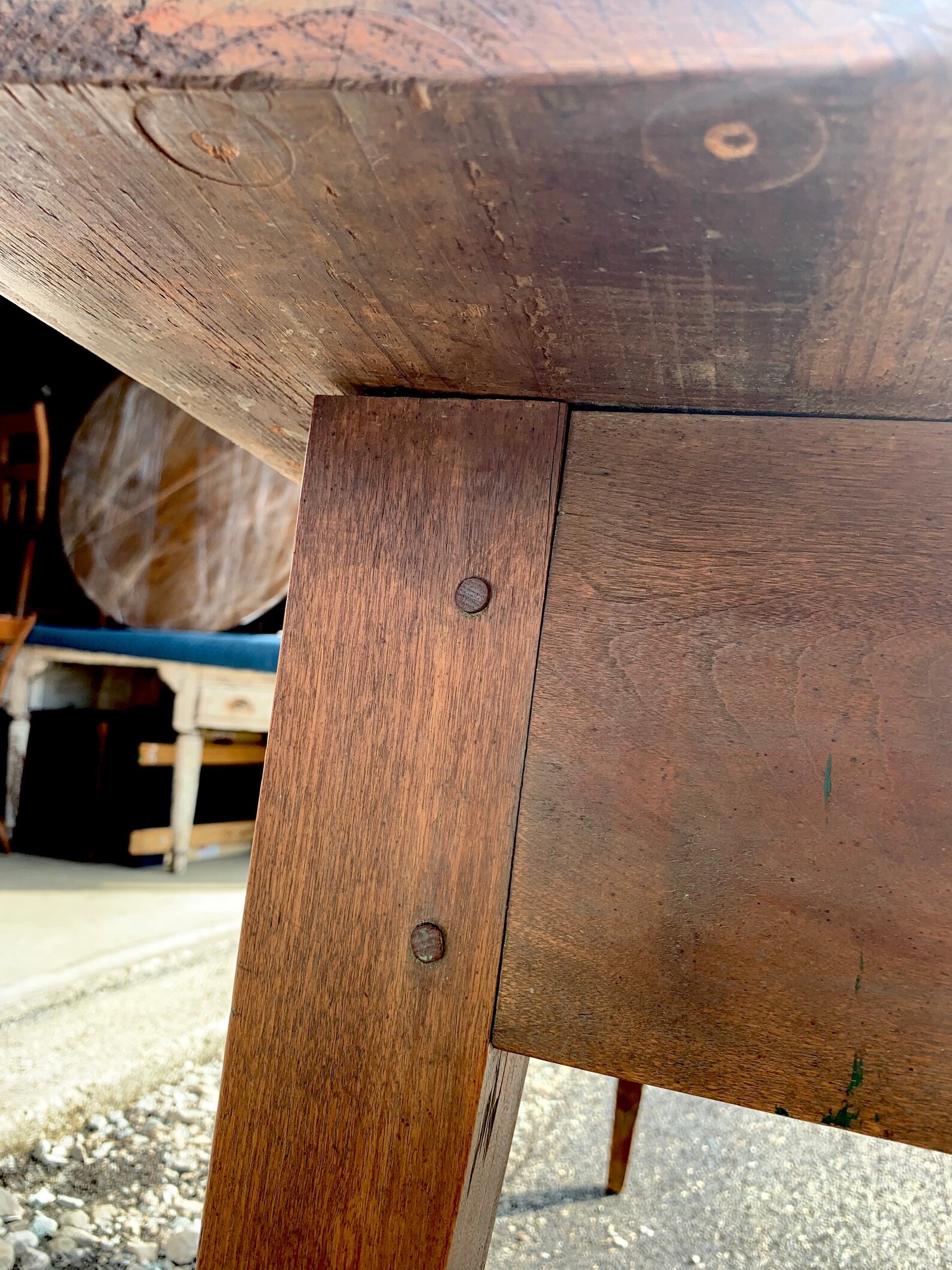 Primitive Pine and Walnuttapered Leg Harvest Farm Table and 4 | Etsy