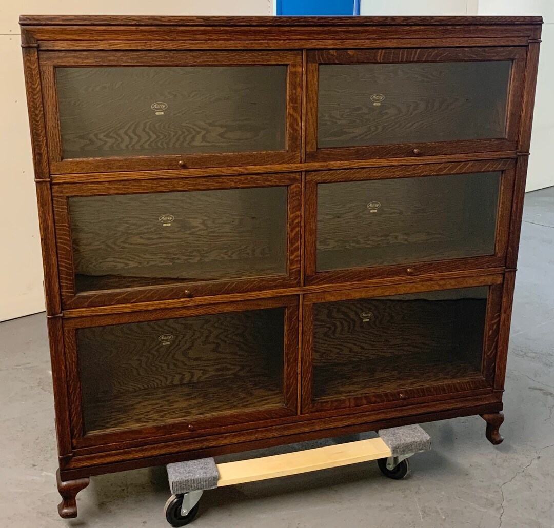 Antique High End Macey Mission Oak Double 3/4 Wide Barrister Bookcase ...