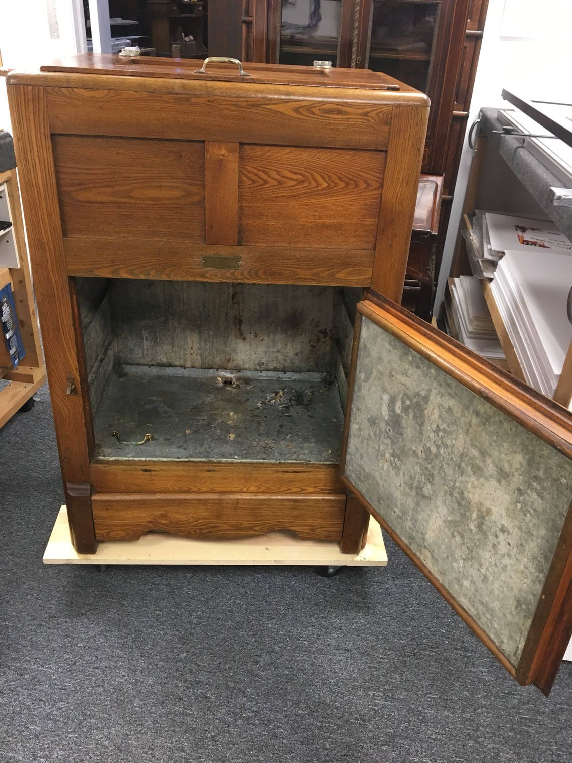 Antique Oak Ice Chest Rival Co 43h30w23d Shipping is Not Free - Etsy