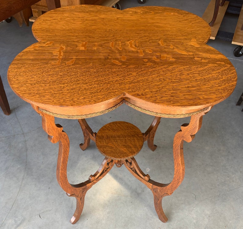Antique Quartersawn Oak Cloverleaf Parlor Table 23x23x39h - Etsy