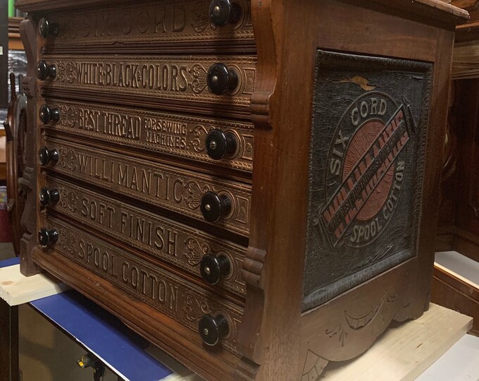 Oak Thread Chest Antique 4 Drawer Clarks Miles End ONT Spool Cotton ...