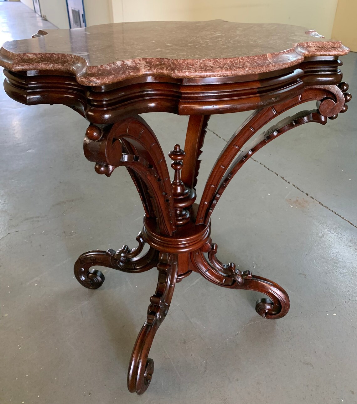 Antique Victorian Mahogany Rose Marble Turtle Top Parlor Table | Etsy