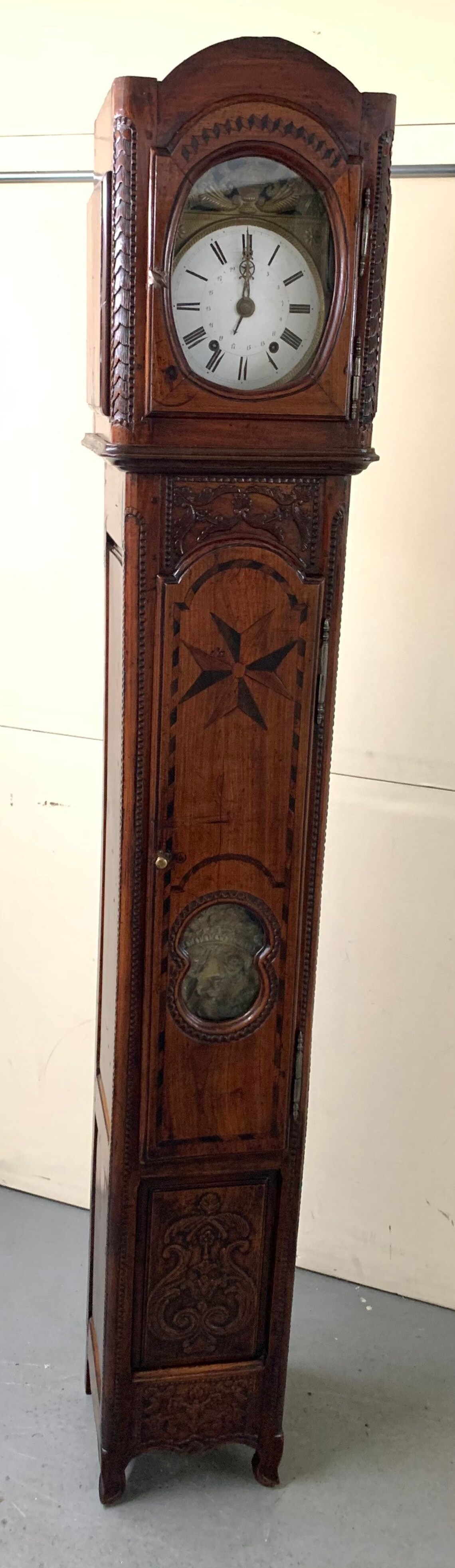 Antique French Tall Case Walnut Grandfather Clock Carved With - Etsy