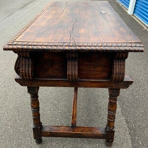 Antique Spanish 19th C Highly Carved Library Table Tressle Base 3 ...