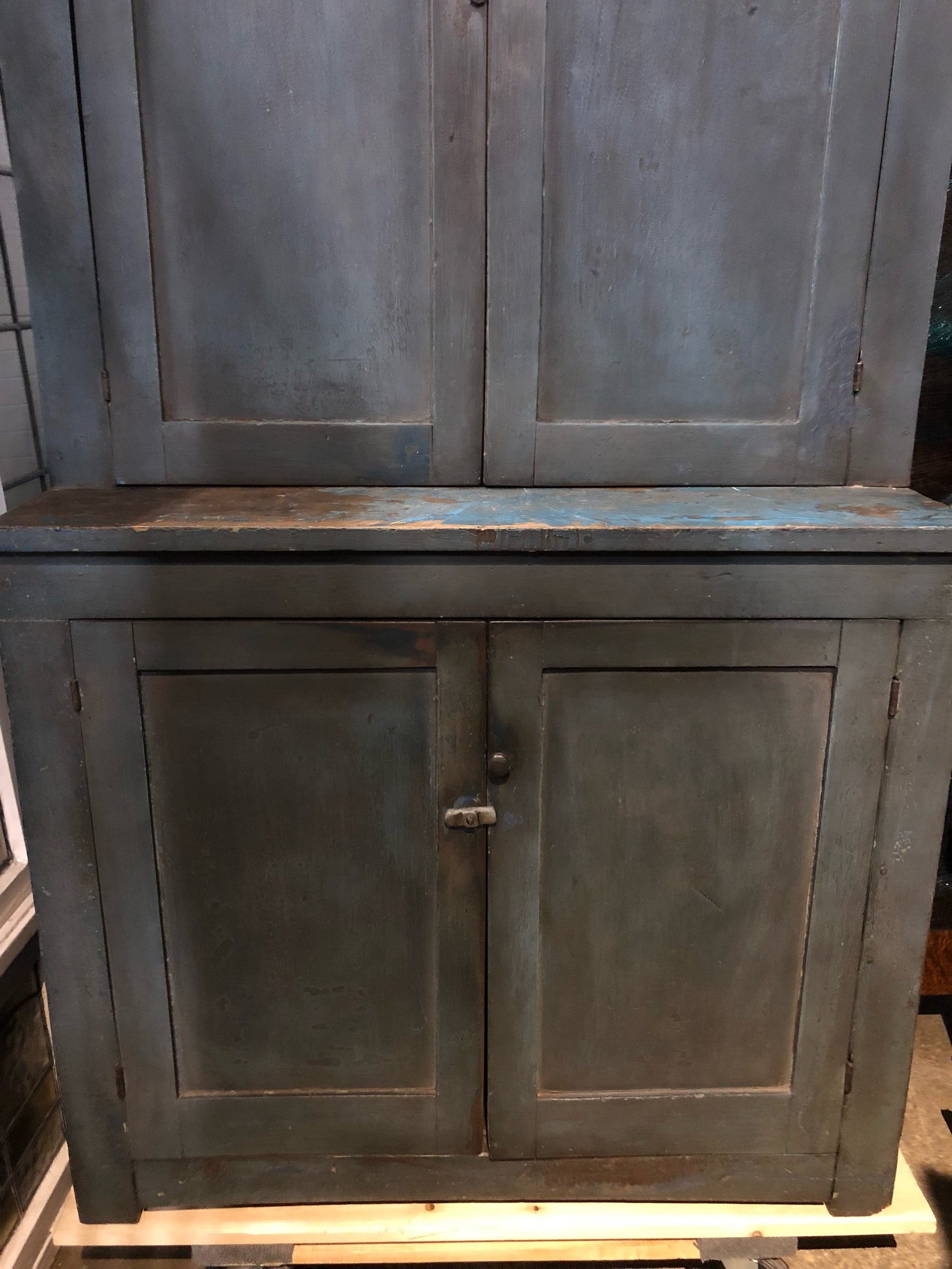 Primitive Stepback Cupboard North Carolina Original Blue Grey | Etsy