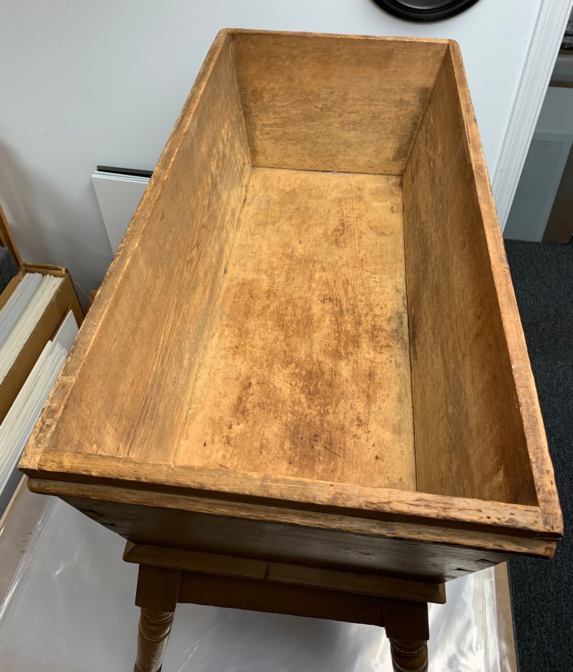 Beautiful Primitive 19th Century Dough Box in Mustard Paint 43W24.5D29H ...