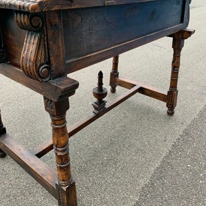 Antique Spanish 19th C Highly Carved Library Table Tressle Base 3 ...