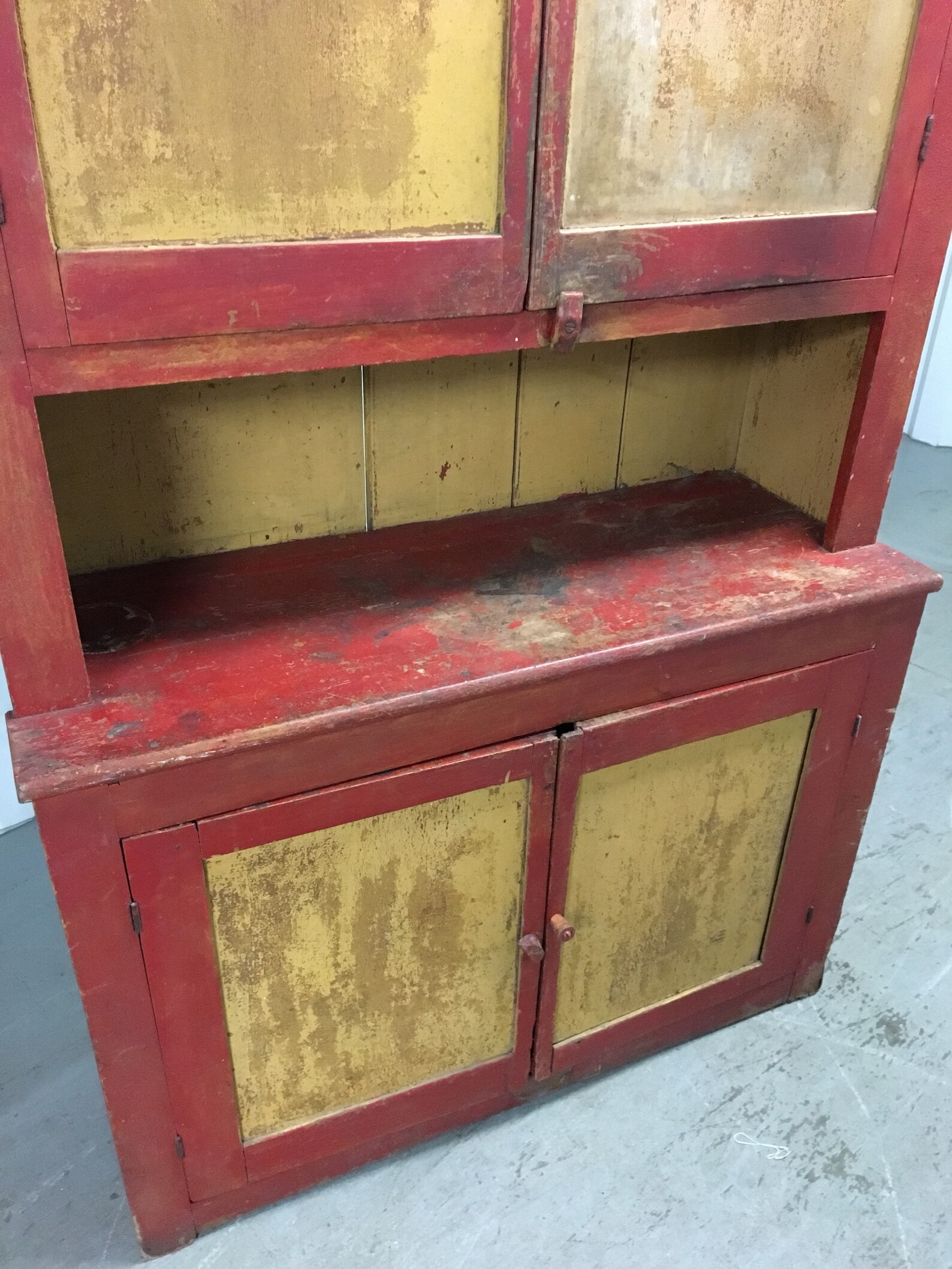 Primitive Red Stepback Kitchen Cupboard One Piece 42w16d12d29.5h77h ...
