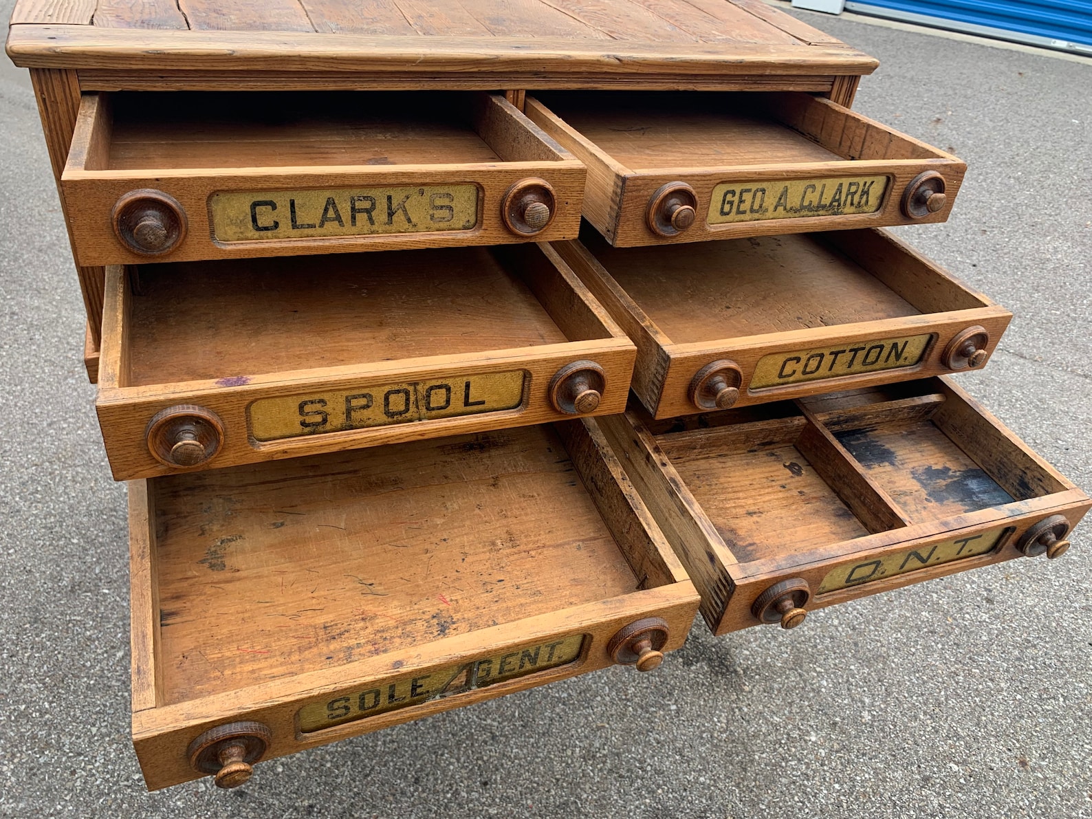 Antique Oak Clarks Country Store Spool Cabinet on Base | Etsy