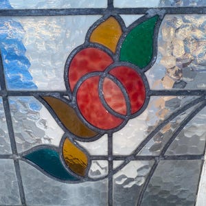 2@ Antique Connecticut Stained Leaded Glass Windows Floral Design Oa17 ...