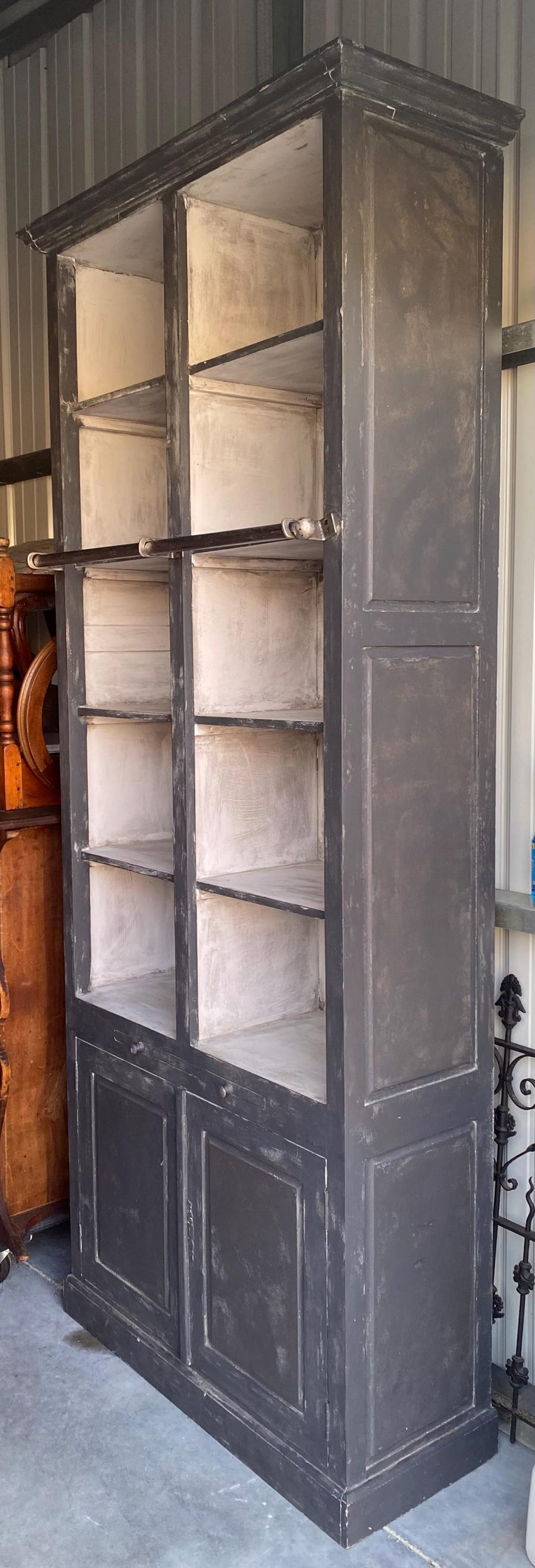 Monumental Antique French Bookcase With Ladder Painted Walnut 39 ...