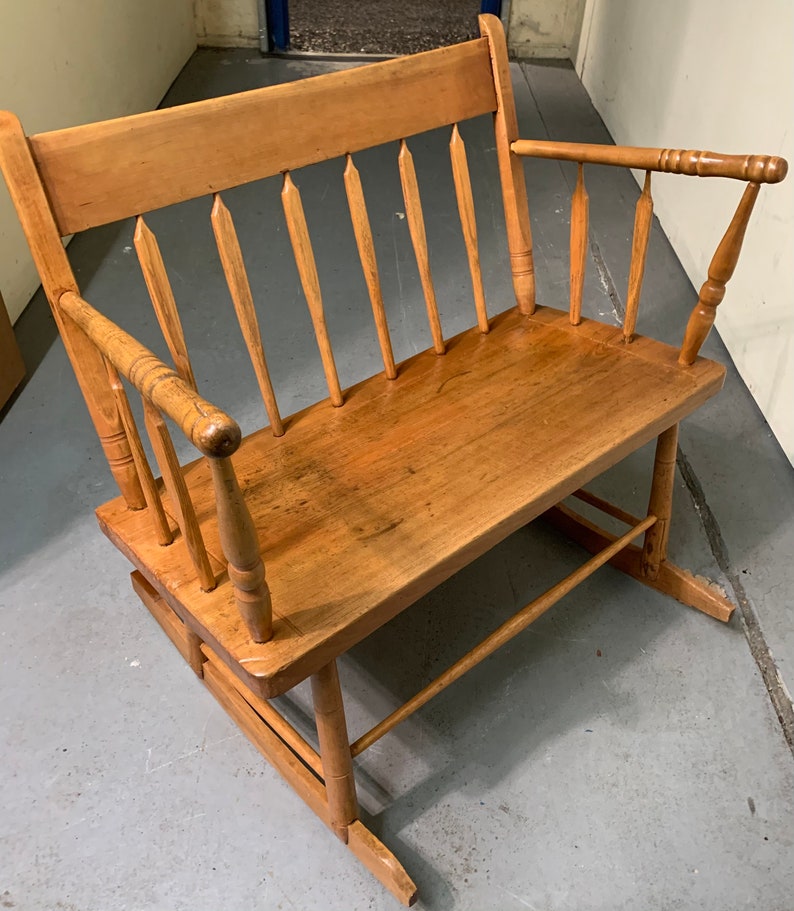 Antique Ohio Maple Arrow Back 19th C Plank Seat Rocker Bench - Etsy