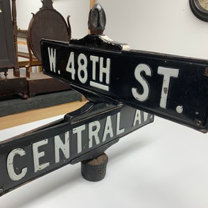 Antique Metal Street Sign All Original Black and White West 48th Street ...