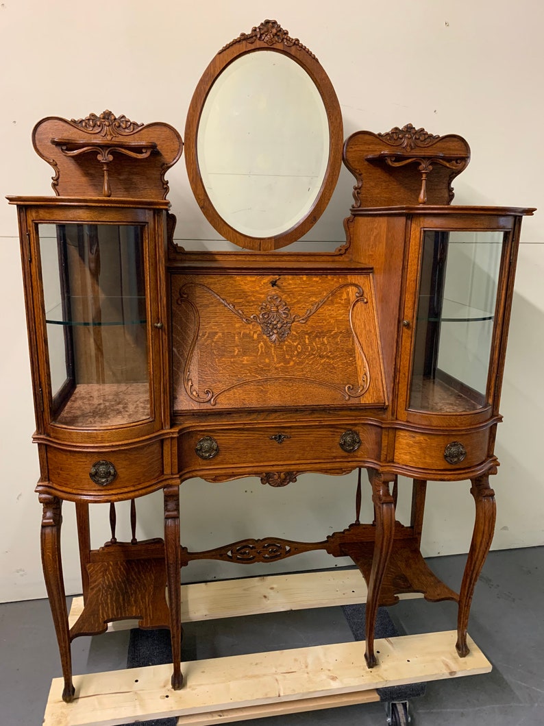 Antique American Oak Carved Secretary Desk Display Ornate - Etsy