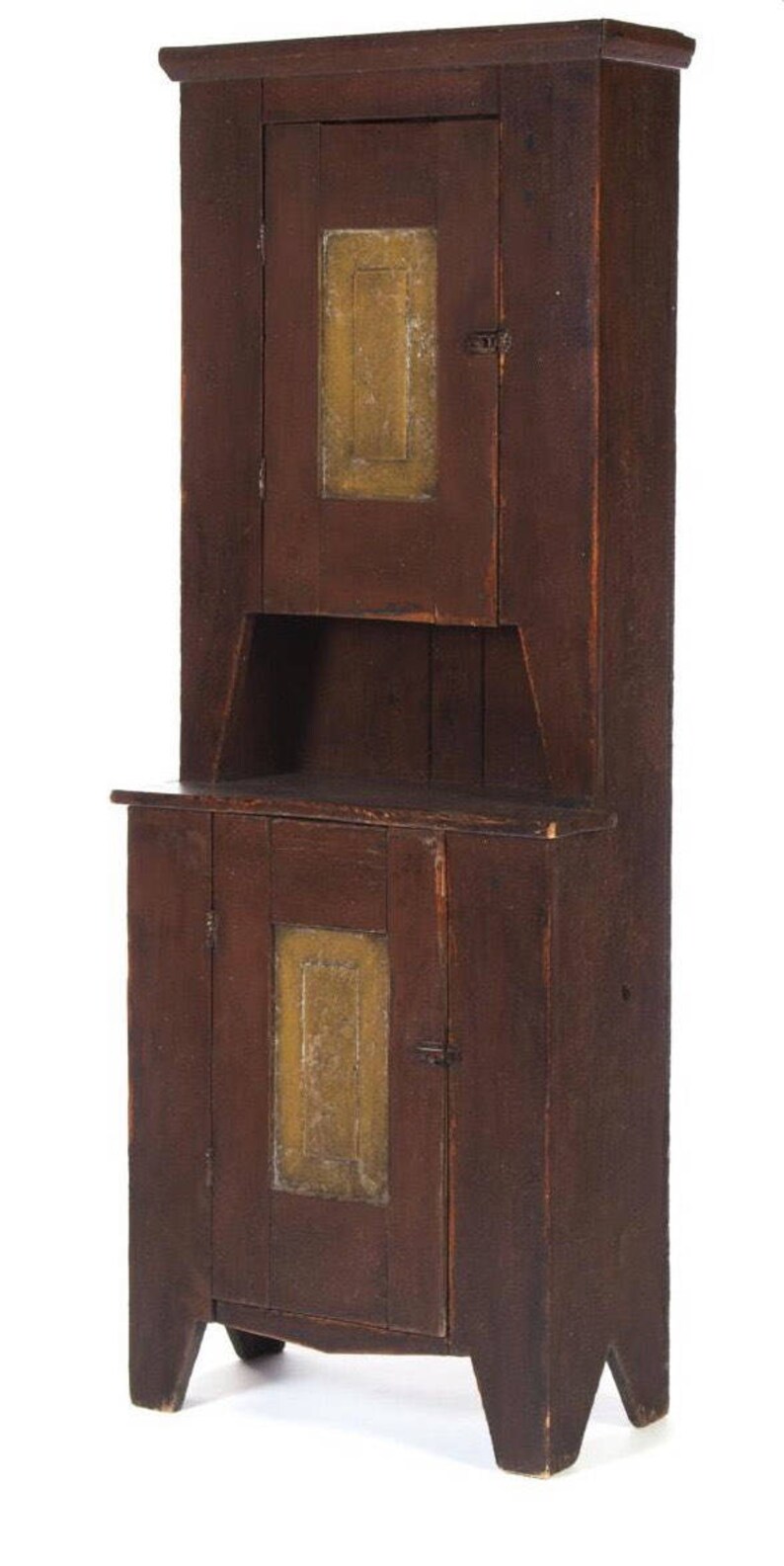 Primitive Custom Mustard Paint Stepback Cupboard 77x29.5x14.5 Shipping ...