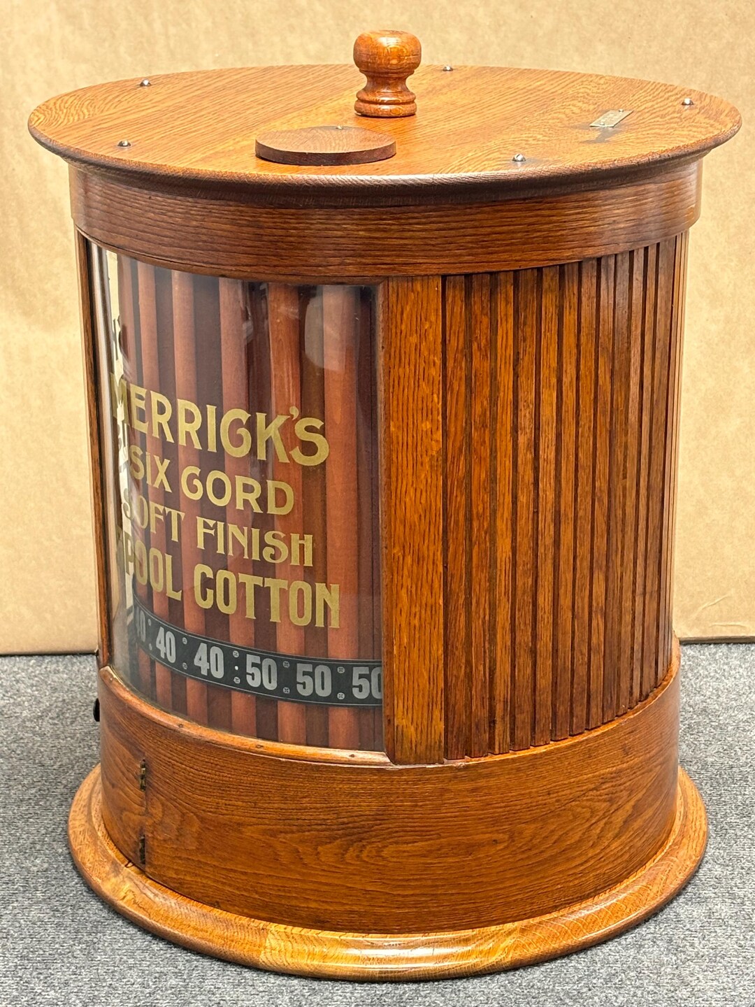 Exceptional Antique 1897 Merricks Solid Oak Round Spool Cabinet 20H18D ...