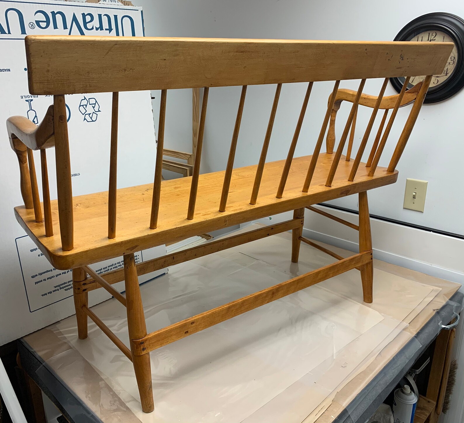 American 19th Century Spindleback Deacons Bench Light Colored | Etsy