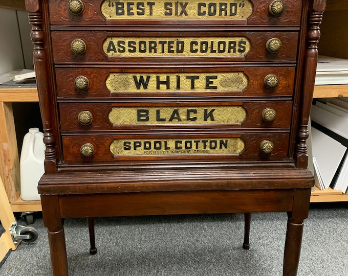 Oak Thread Chest Antique 4 Drawer Clarks Miles End ONT Spool Cotton ...