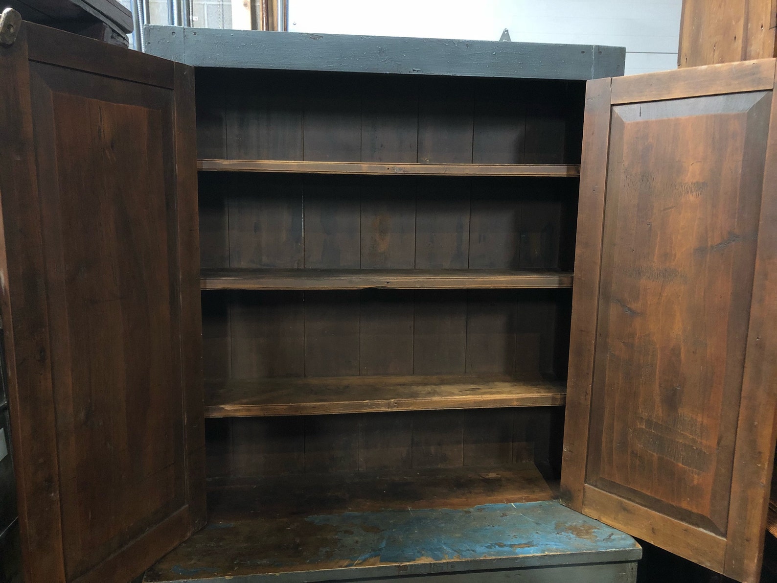 Primitive Stepback Cupboard North Carolina Original Blue Grey | Etsy