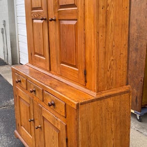 Beautiful Primitive 18th Century Virginia Solid Pine Two Piece Stepback ...