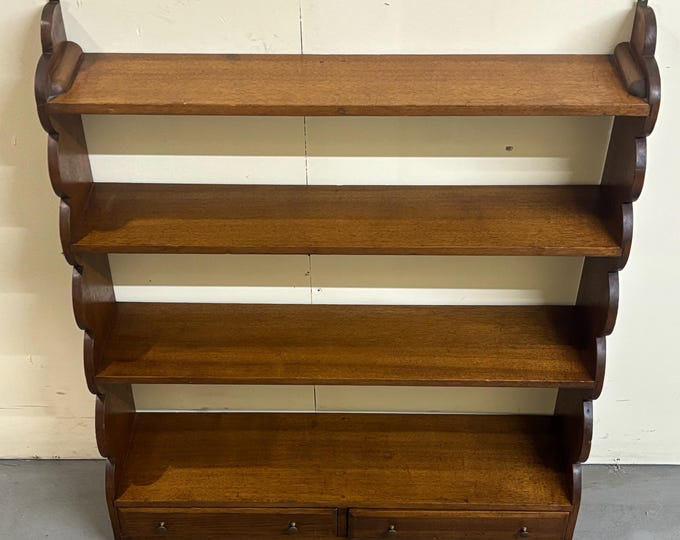 Antique Scalloped Soft Wood Wall Shelf 28.5w7.5d6.5d5.5d5d34h Shipping ...