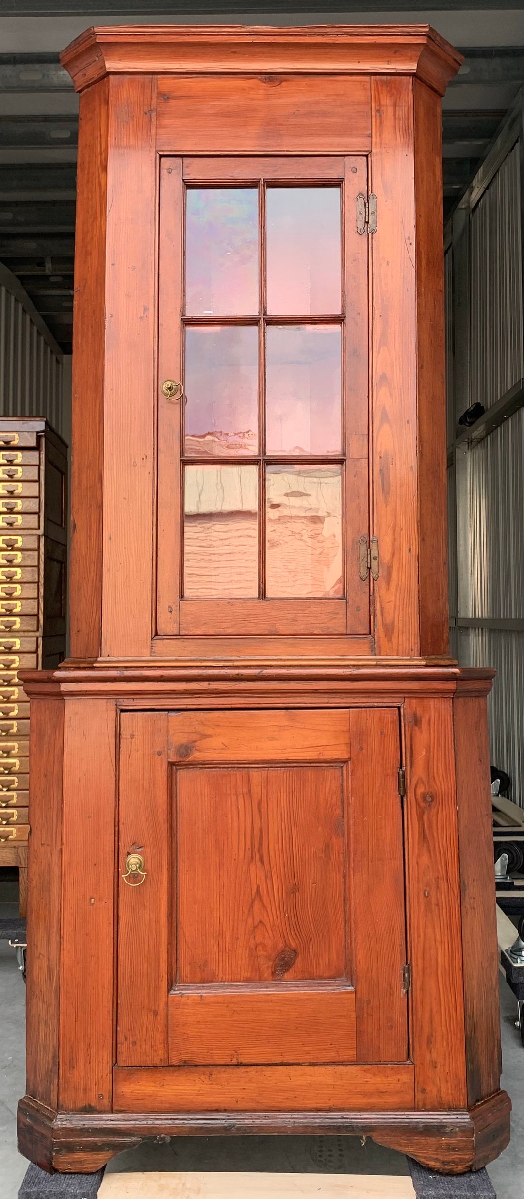 Antique pine corner cupboard store