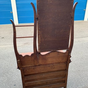 Antique Victorian Solid Oak Dual Harp Washstand With Beveled Mirror ...