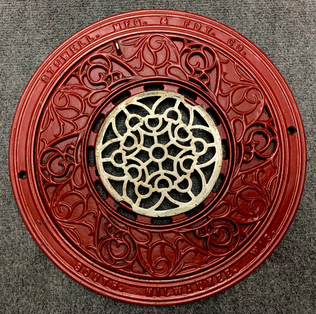 Antique Iron Red Painted 15.5" Round Vent Grate Milwaukee WI - Etsy