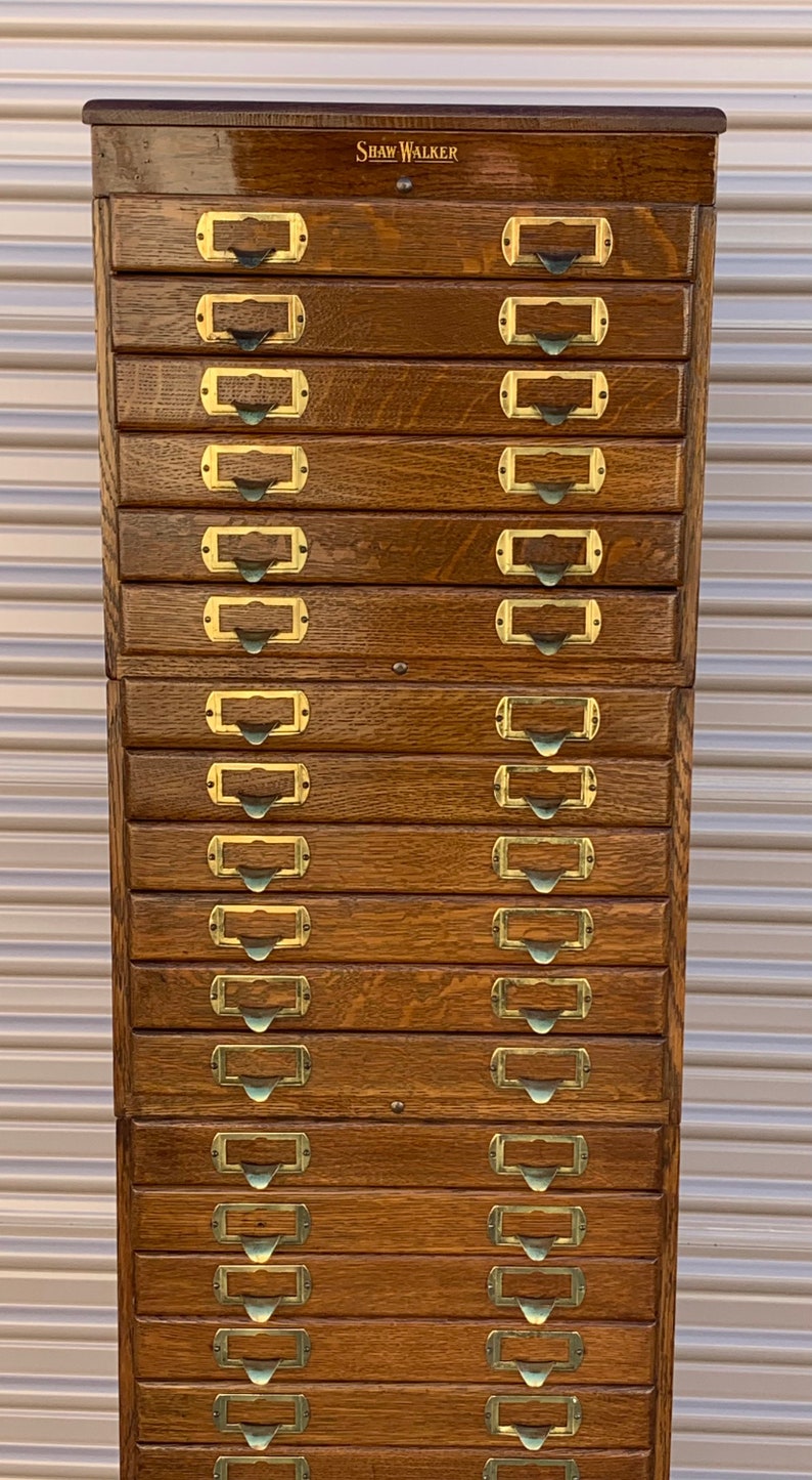 Antique Shaw Walker Oak Stacking File Cabinet 4 Sections 24 - Etsy