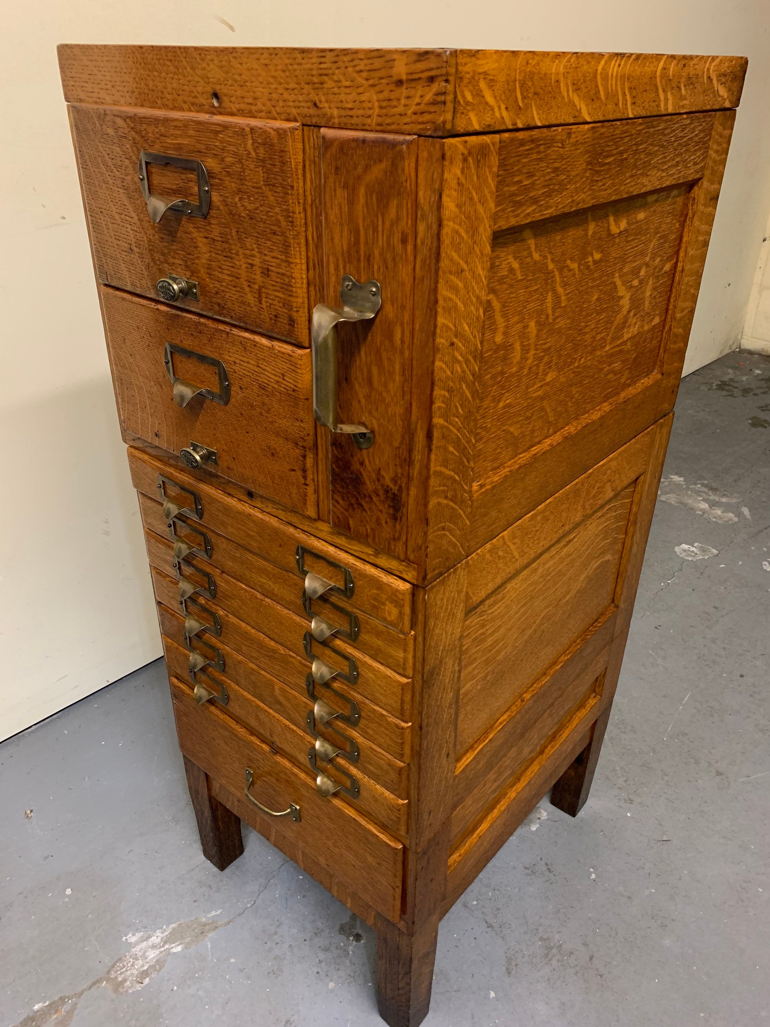 Unique Antique 1907 Shaw Walker Oak Sectional File Cabinet With Pull ...