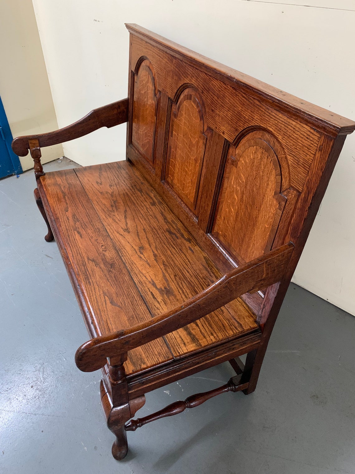 Antique Early 1800's English Solid Oak Bench Cabriole Legs 26D20D18H44H55W Shipping is Not Free ...