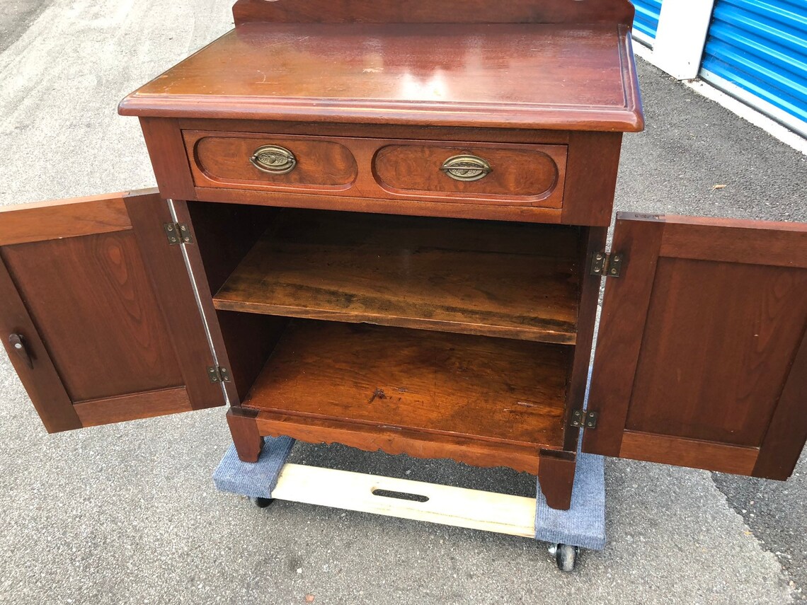 Antique Victorian Walnut Wash Stand Scalloped Base 27.5w17d35h - Etsy