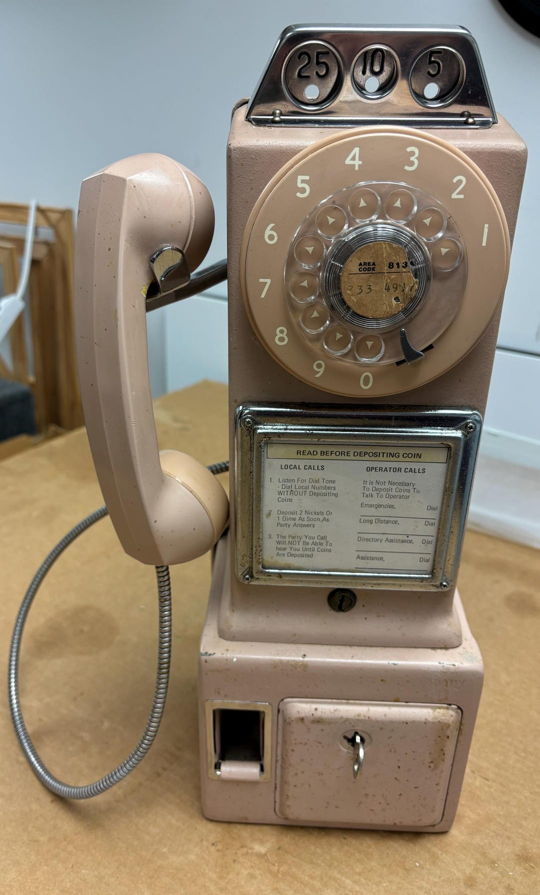 Vintage Payphone With Key 25, 10, 5 Cent Light Peach Color 8W6D18.5H - Etsy